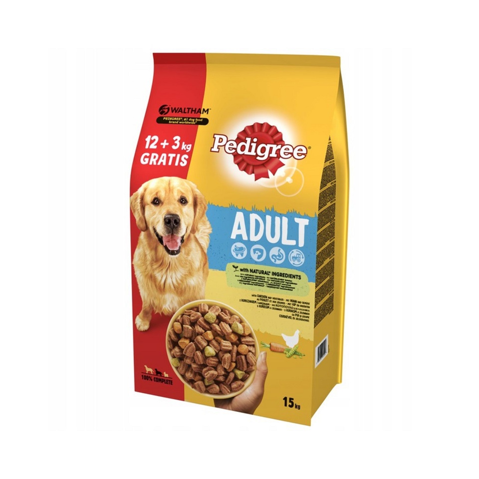 PEDIGREE Adult Trockenfutter mit Huhn (12+3kg) 15kg :: Hund ...