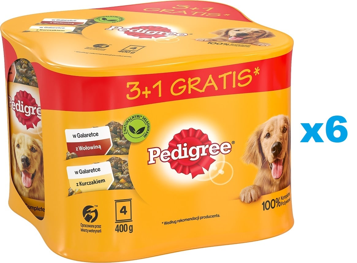PEDIGREE Dose 24x400 g: Nassfutter mit Rindfleisch und Huhn in Gelee ...