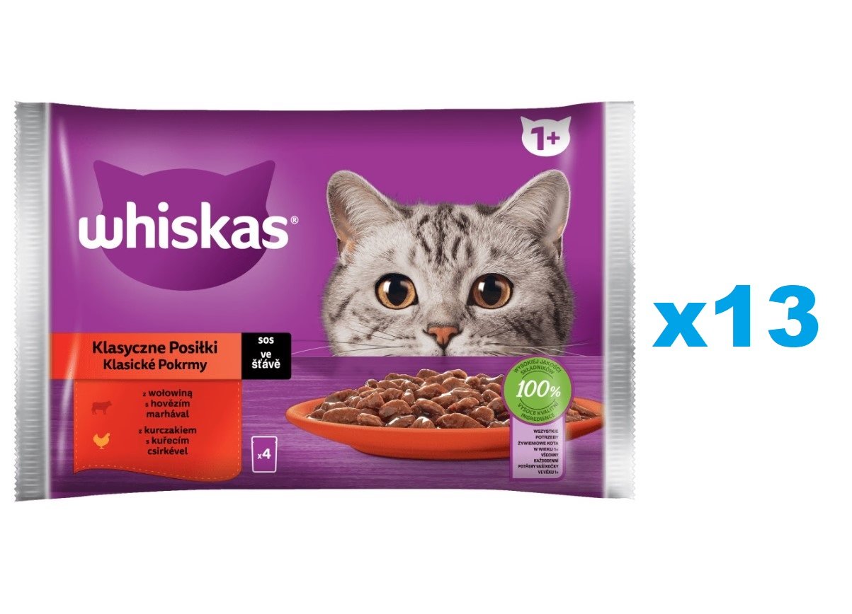 WHISKAS Adult Classic Meals 52x85g: Nassfutter für adulte Katzen mit ...