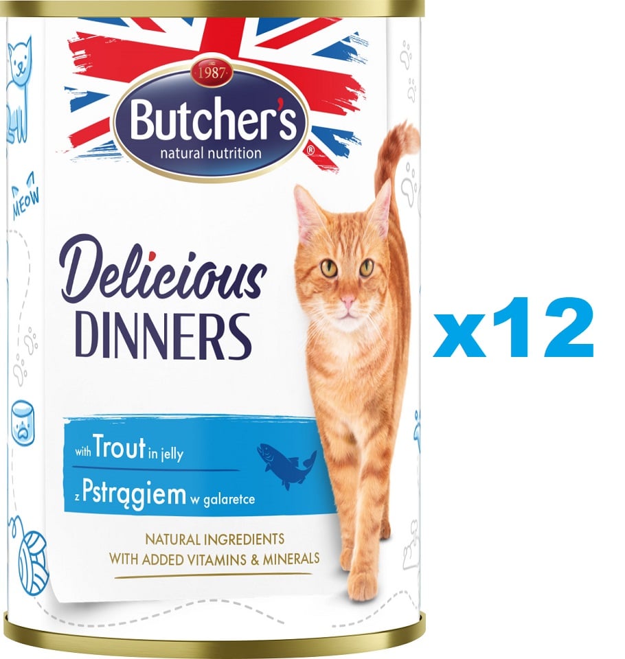 BUTCHER'S Delicious Dinners Nassfutter mit Forelle in Gelee 12x400g ...