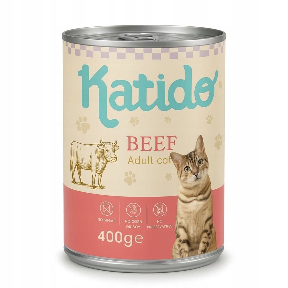 KATIDO Adult Cat Beef Nassfutter Rind mit Lachsöl für Katzen 400 g ...