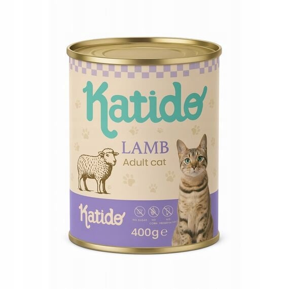 KATIDO Adult Cat Lamb Nassfutter Lamm mit Lachsöl für Katzen 400g ...